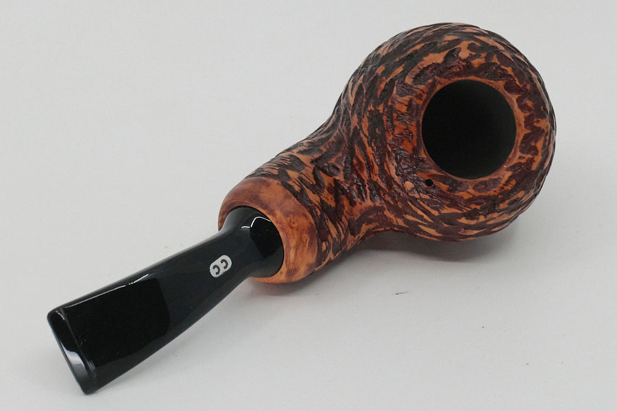 Chacom Brown Rusticated Bent Apple Reverse Calabash Tobacco Pipe - The Country Squire Tobacconist
