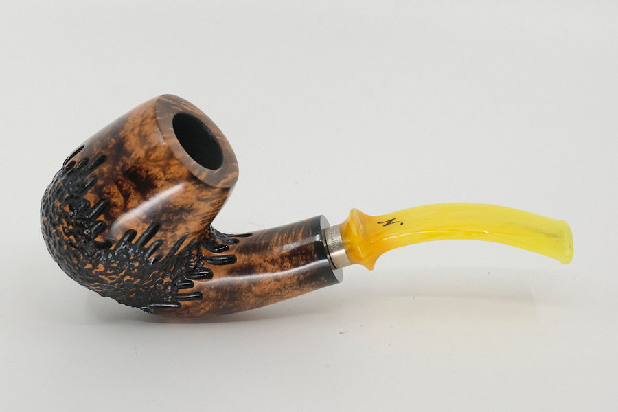 Nording Giant Classic Partially Rusticated Bent Billiard Tobacco Pipe ...