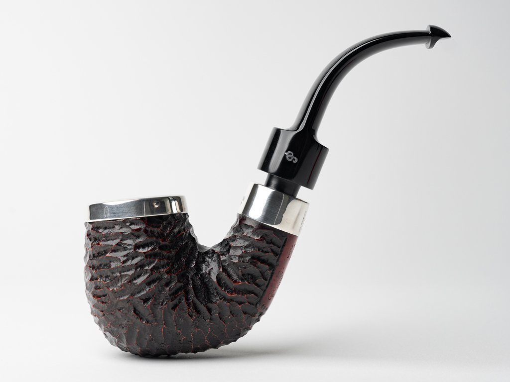 Peterson House Pipe Rusticated Silver Cap Bent P-Lip Tobacco Pipe - The ...