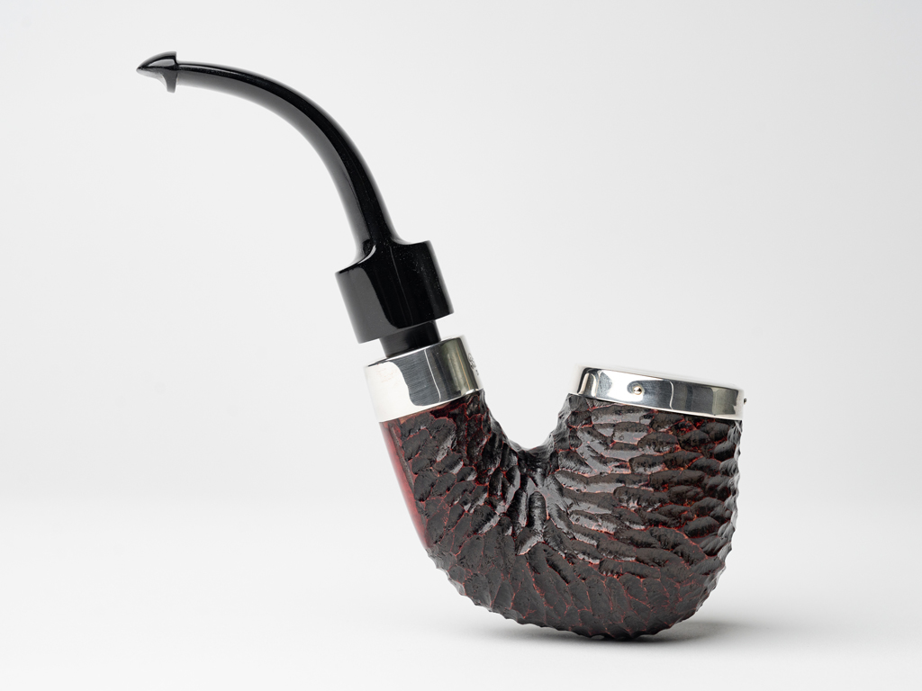 Peterson House Pipe Rusticated Silver Cap Bent P-Lip Tobacco Pipe - The ...