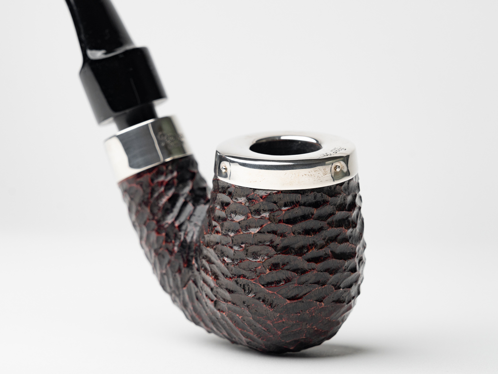 Peterson House Pipe Rusticated Silver Cap Bent P-Lip Tobacco Pipe - The ...