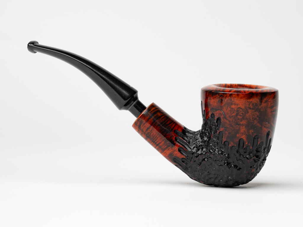 Nørding Erik The Red Partially Rusticated Bent Dublin Tobacco Pipe ...