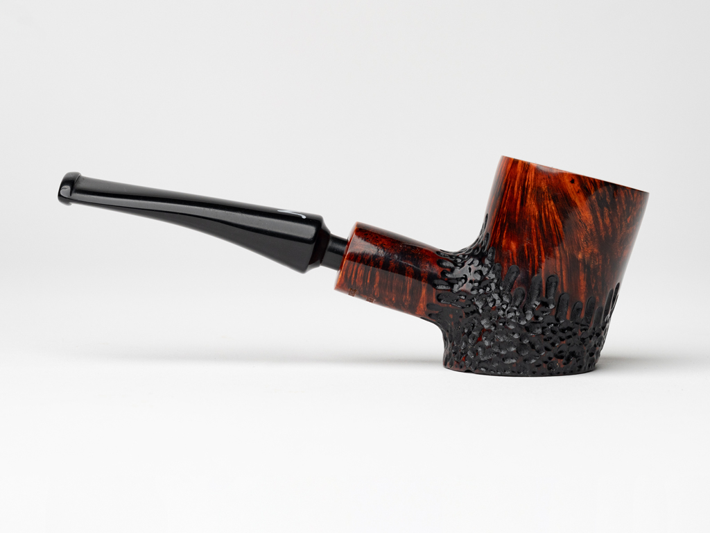 Nørding Erik The Red Partially Rusticated Poker Tobacco Pipe - The ...