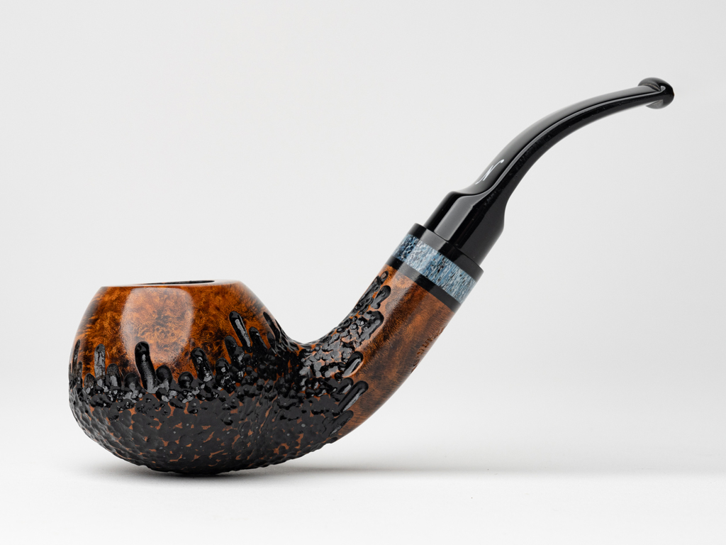 Nørding Antler Partially Rusticated Bent Apple (C) Tobacco Pipe - The ...