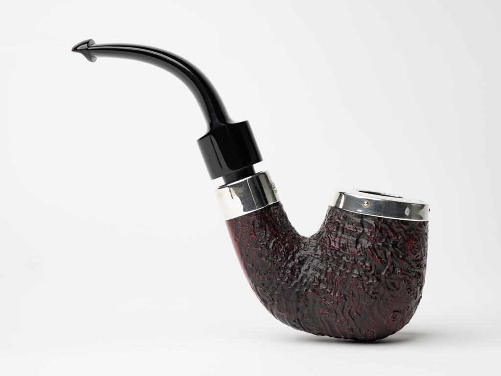 Peterson House Pipe Sandblasted Silver Cap Billiard P-Lip Tobacco Pipe ...