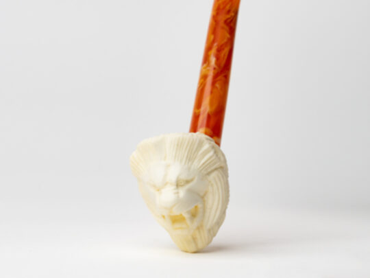 Servi-Meerschaum Carved Lion Churchwarden Meerschaum Tobacco Pipe - The Country Squire Tobacconist