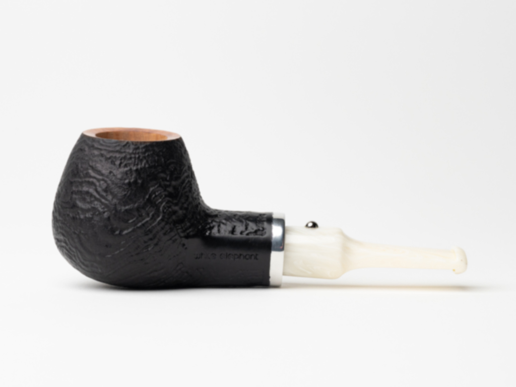 White Elephant Ebony & Ivory Sandblasted Brandy (9mm) Tobacco Pipe ...