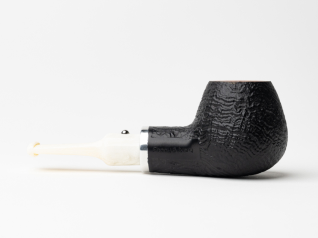 White Elephant Ebony & Ivory Sandblasted Brandy (9mm) Tobacco Pipe ...