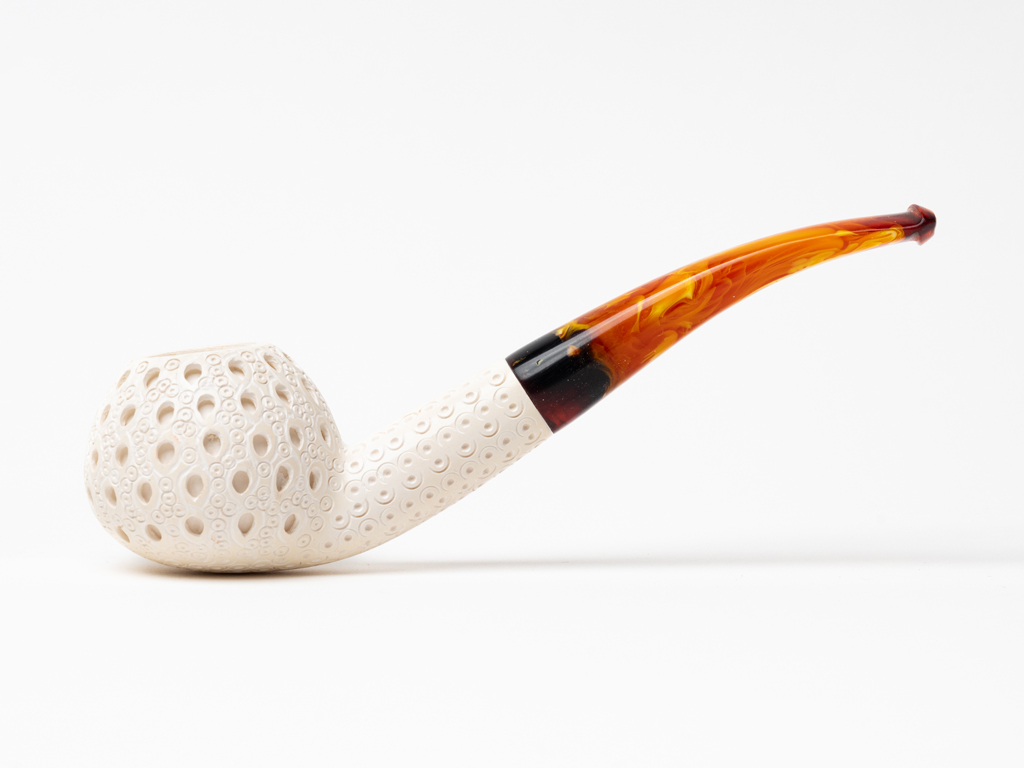 Paykoc Bent Tomato Lattice Meerschaum Tobacco Pipe - The Country Squire Tobacconist