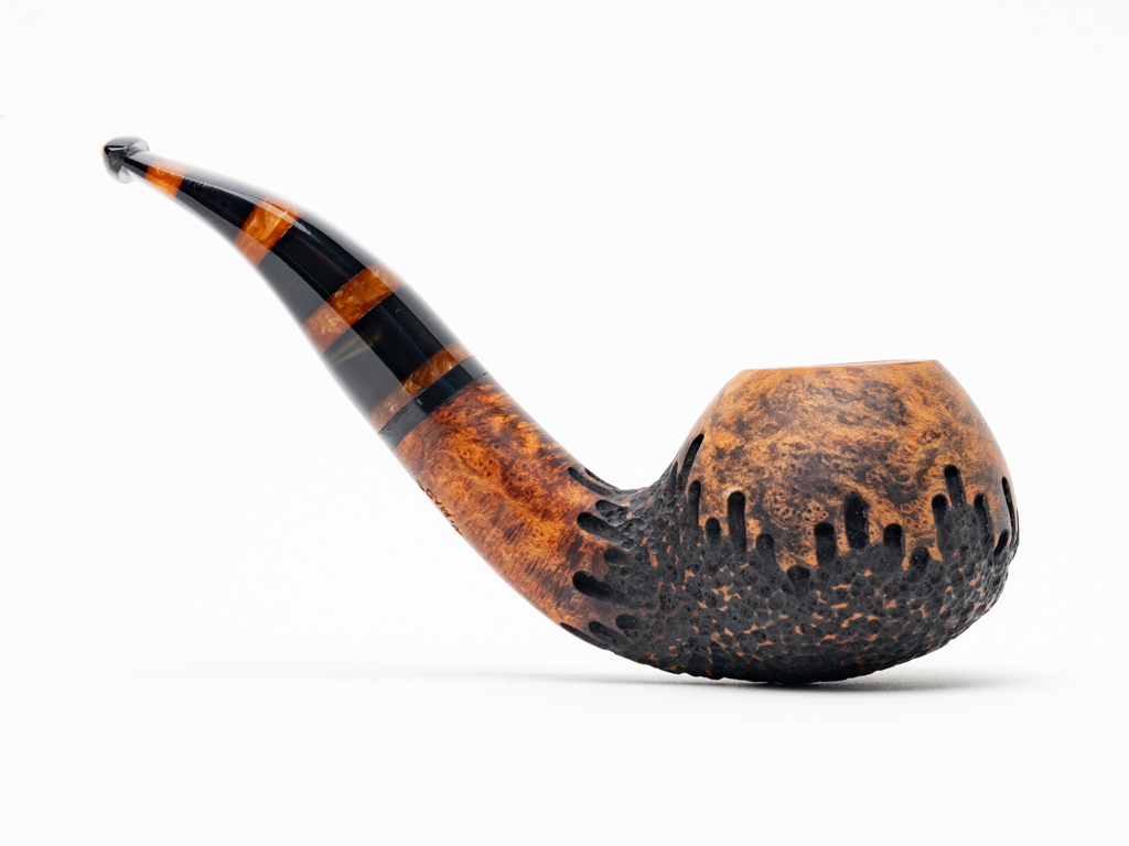 Nørding Cut Partially Rusticated Bent Tomato (C) Tobacco Pipe - The ...